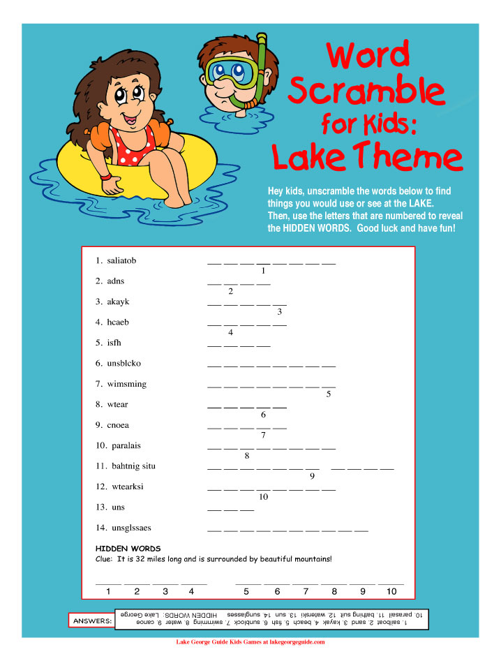 Word Scramble: Lake Theme | Lake George Guide